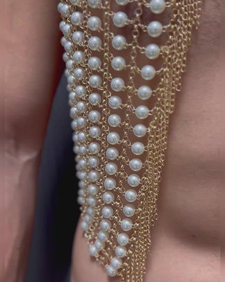 White Pearl Body Chain Harness – Haus of Circuit